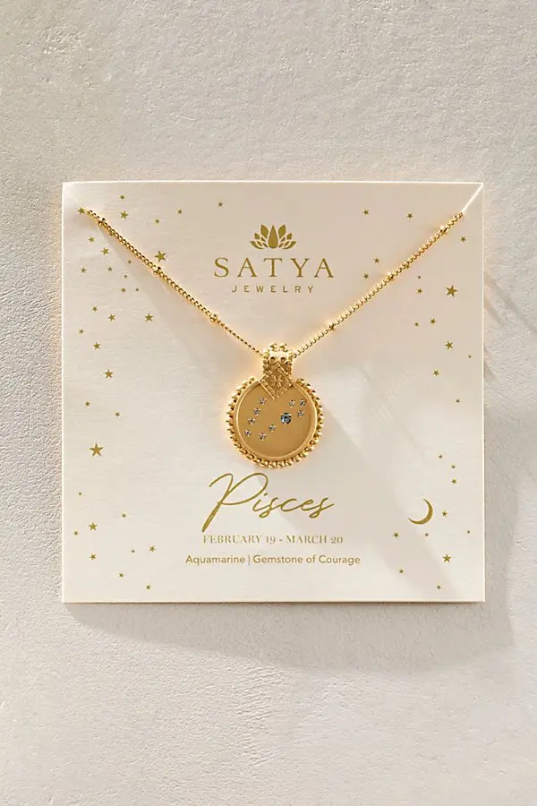SATYA JEWELRY Satya Mandala Zodiac Pendant Necklace - Pisces