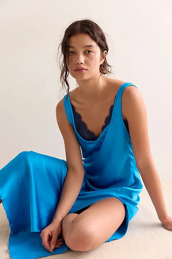 Free People Intimately Maxi Slip - Diva Blue