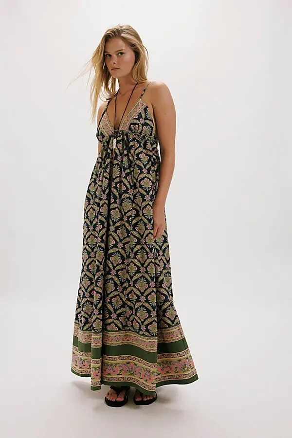 Free People Printed Maxi Dress - Blueberry Combo