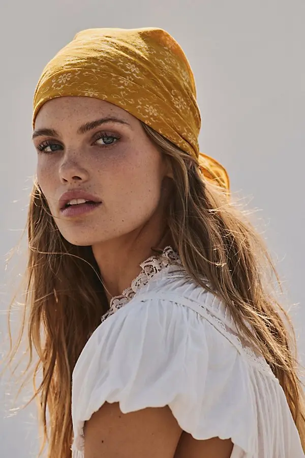 Free People Everyday Washed Tile Bandana - Washed Mustard Yellow