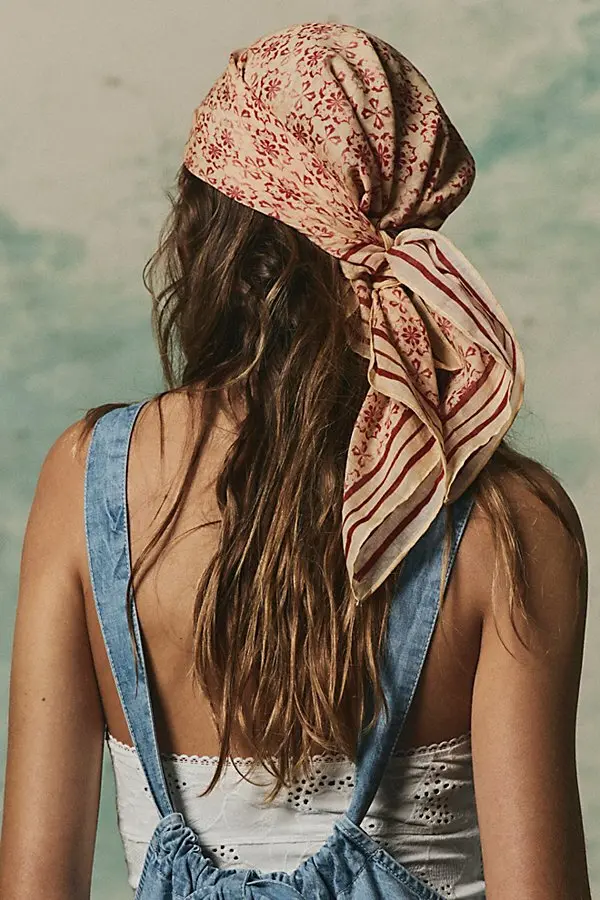 Free People Washed Tile Bandana - Washed Red Neutral