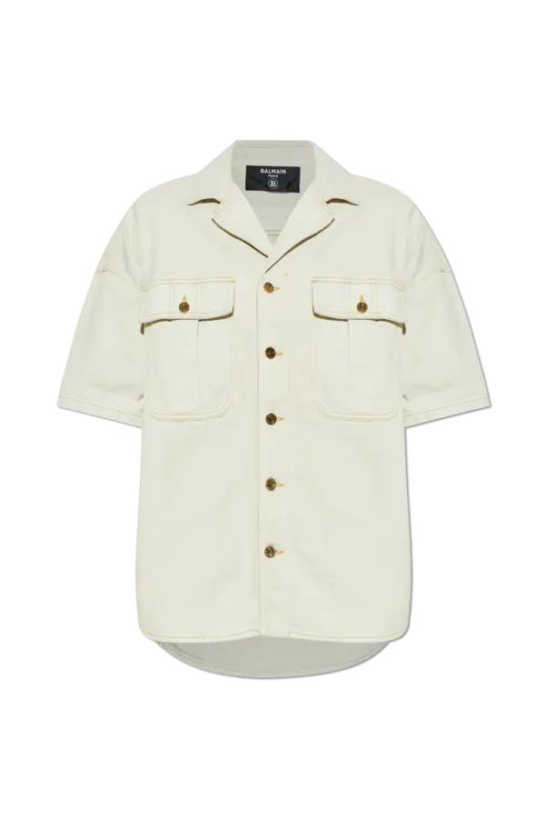 Balmain Oversized Denim Shirt - Cream