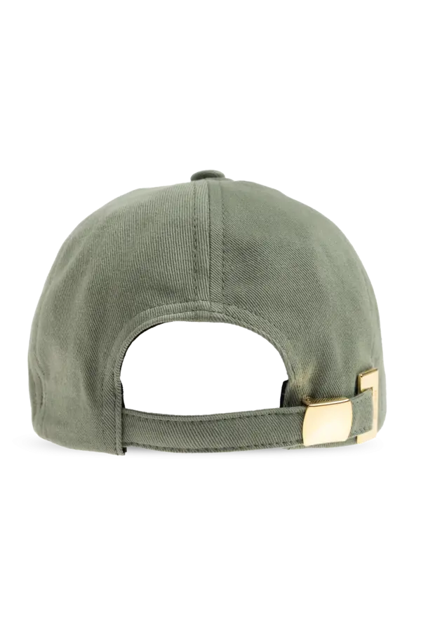Balmain Baseball Cap With Embroidery And Gold Buckle