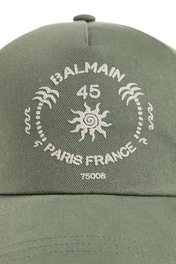 Balmain Baseball Cap With Embroidery And Gold Buckle
