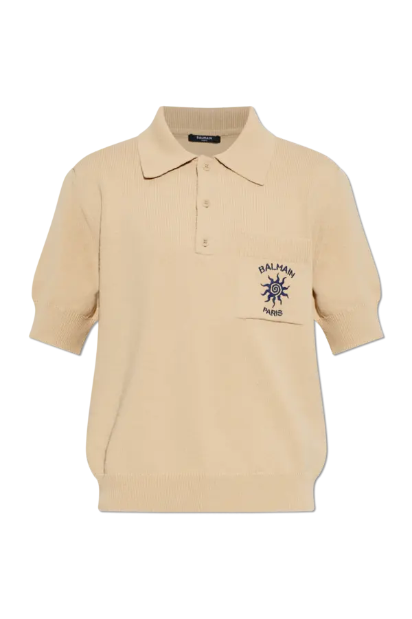Balmain Polo Shirt With Pocket - Beige