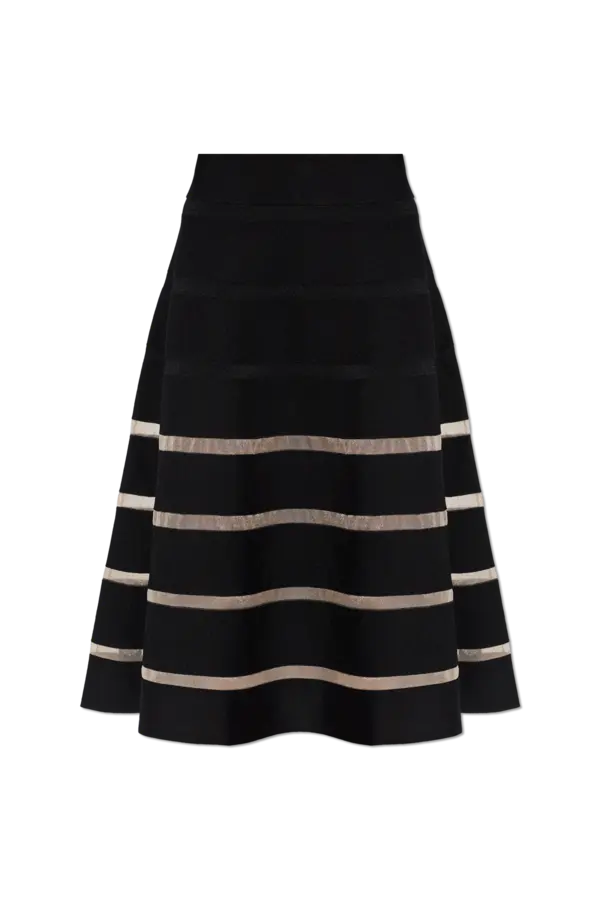 Balmain Flared Skirt With Transparent Panels - Black