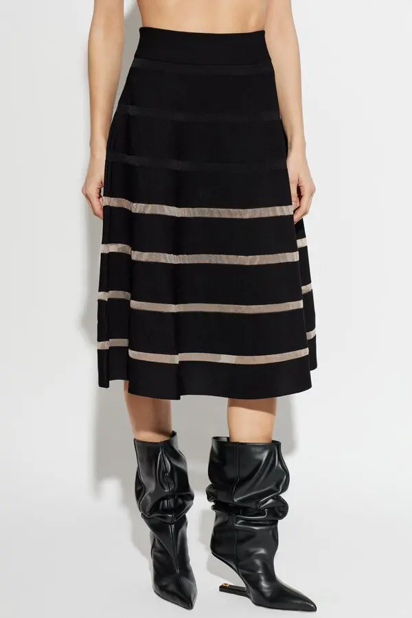Balmain Flared Skirt With Transparent Panels