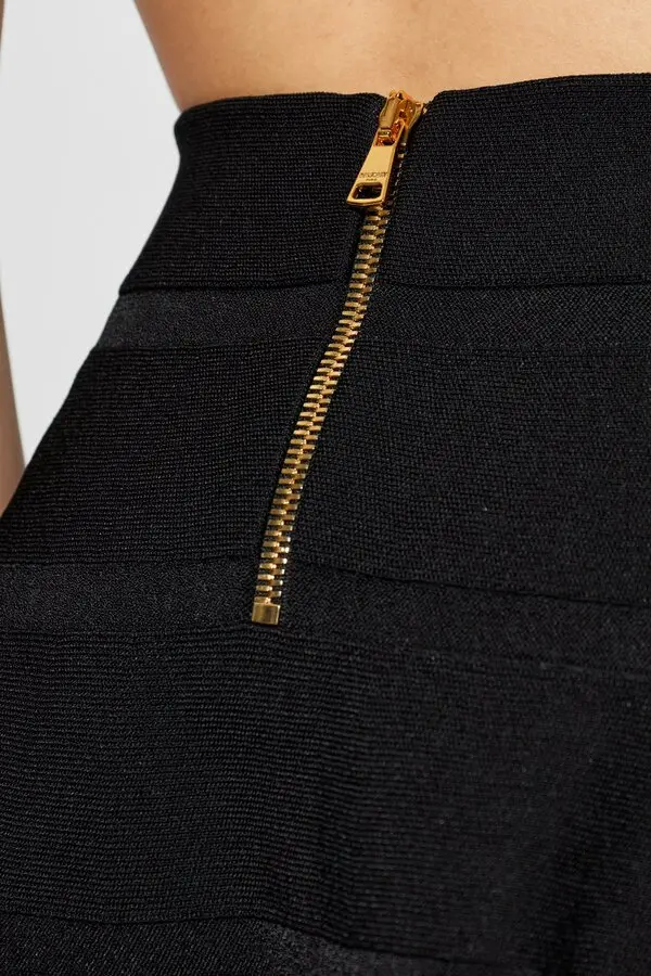 Balmain Flared Skirt With Transparent Panels