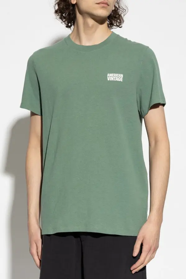 American Vintage T-shirt With Printed Logo - Green
