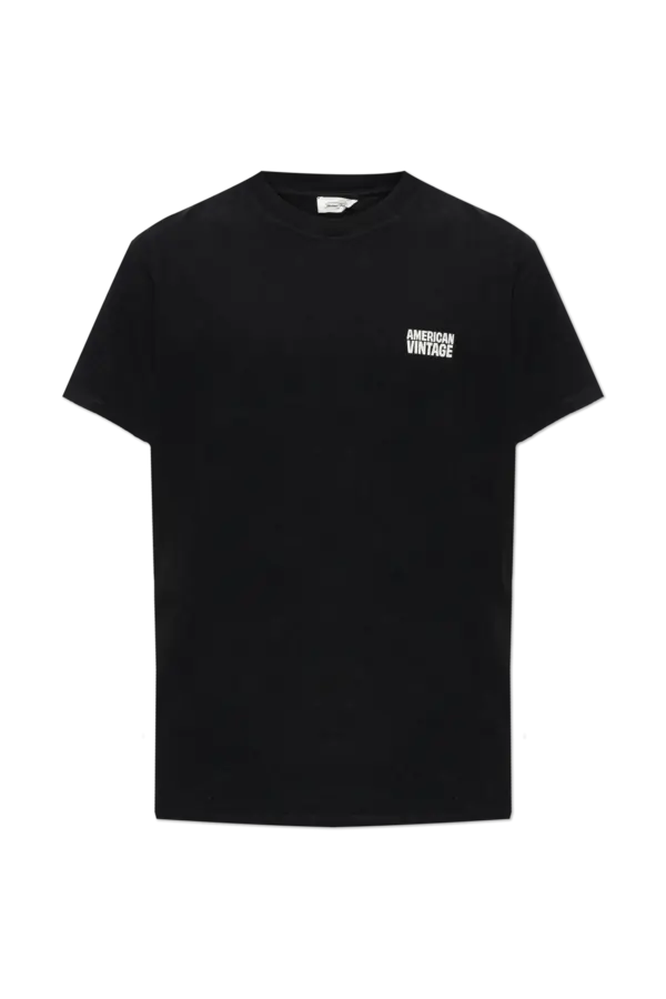 American Vintage T-shirt With Printed Logo - Black