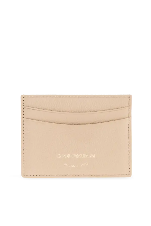 Emporio Armani Leather Card Holder - Beige