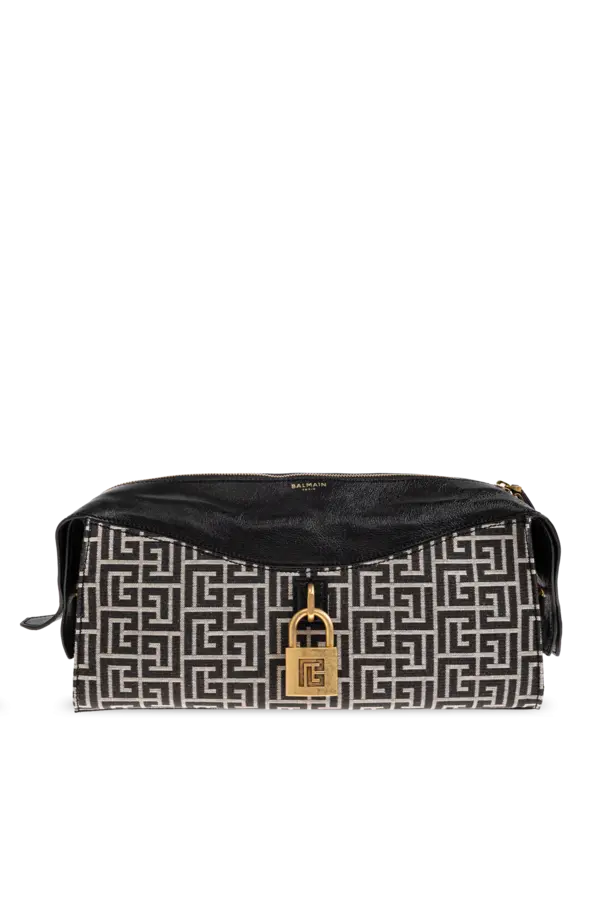 Balmain Shoulder Bag With Geometric Pattern - Black