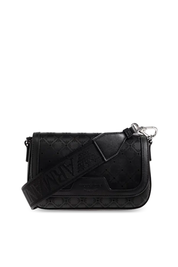 Emporio Armani Geometric Monogram Stitching Shoulder Bag - Black
