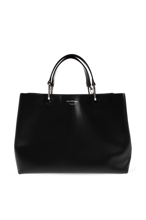 Emporio Armani Leather Shopper Bag - Black
