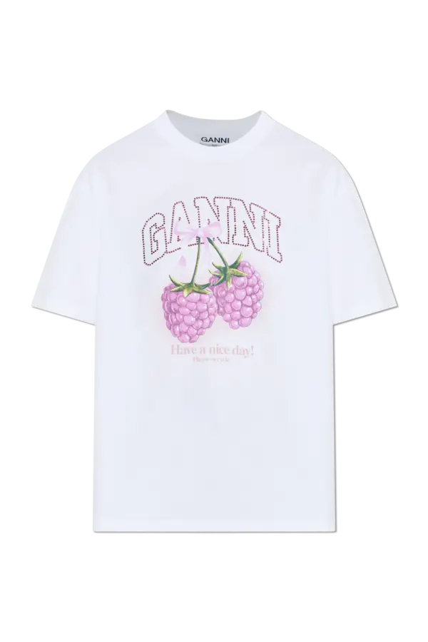 GANNI T-shirt With Graphic - White