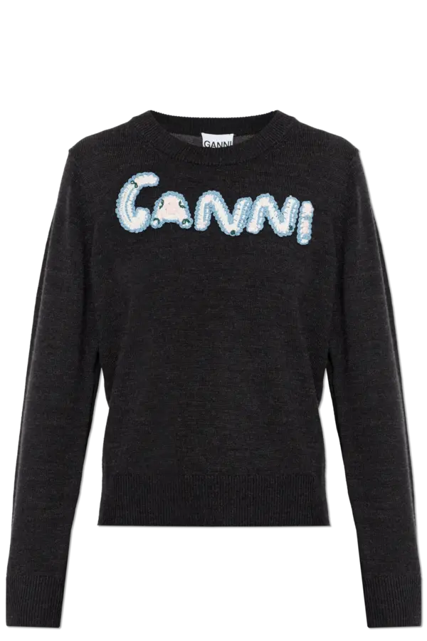 GANNI Logo Sweater - Black