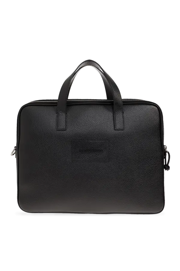 Emporio Armani Leather Document Hand Bag - Black