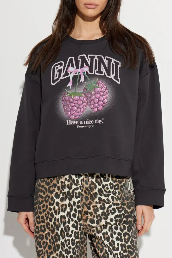 GANNI Logo Sweatshirt - Grey