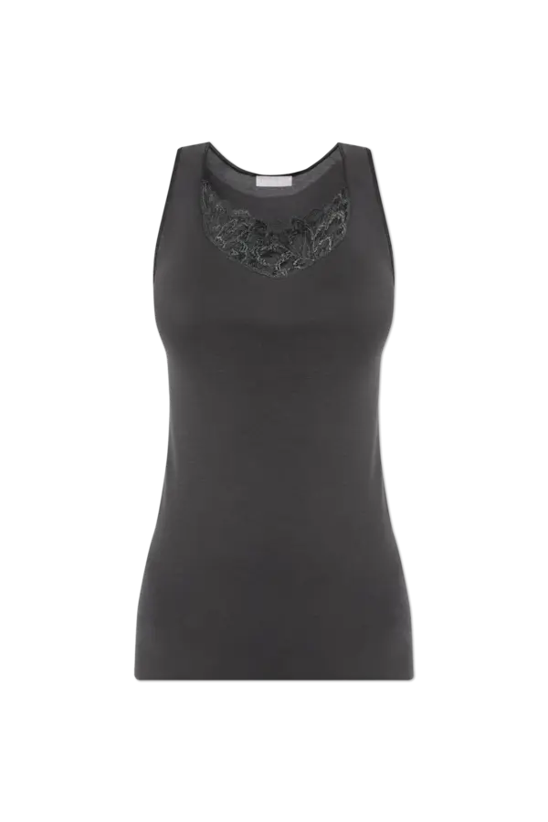 Hanro Sleeveless Top With Lace Detail - Grey