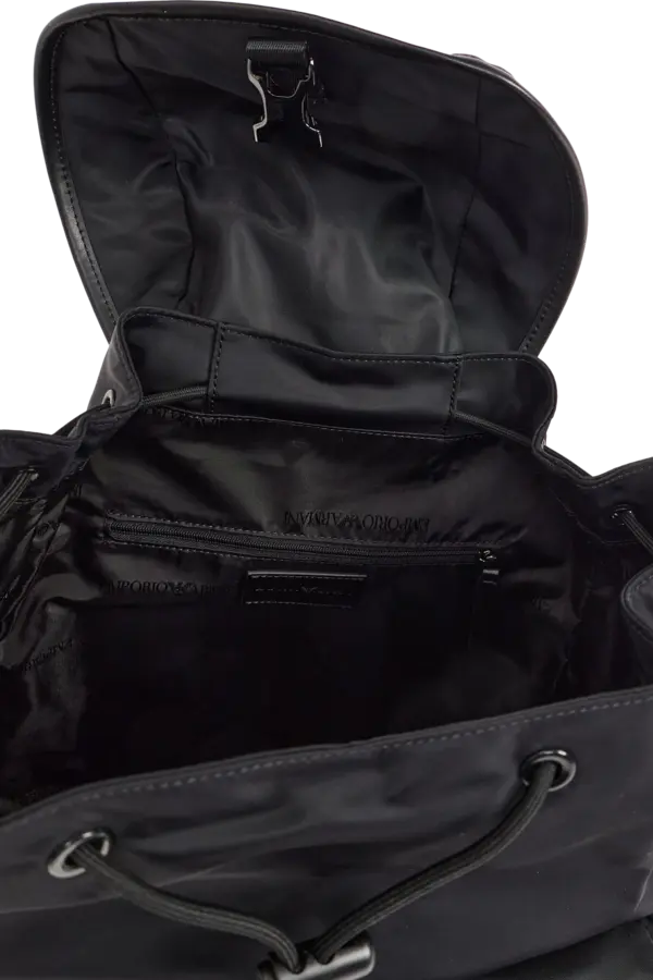 Emporio Armani Backpack With Buckled Pockets - Black