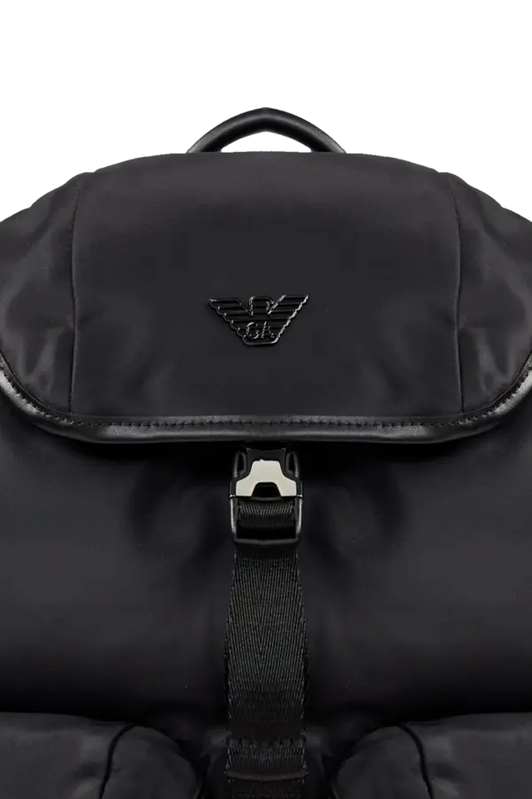 Emporio Armani Backpack With Buckled Pockets - Black