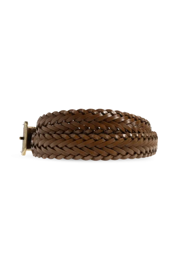 Etro Leather Belt With Decorative Braid - Brown