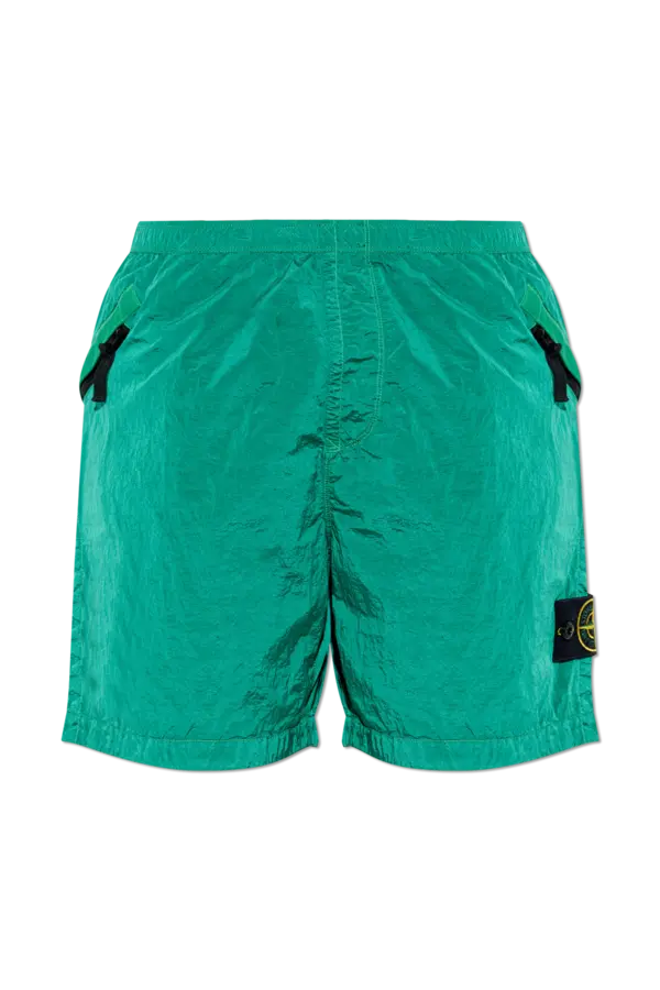 Stone Island Shorts With Logo Patch - Green