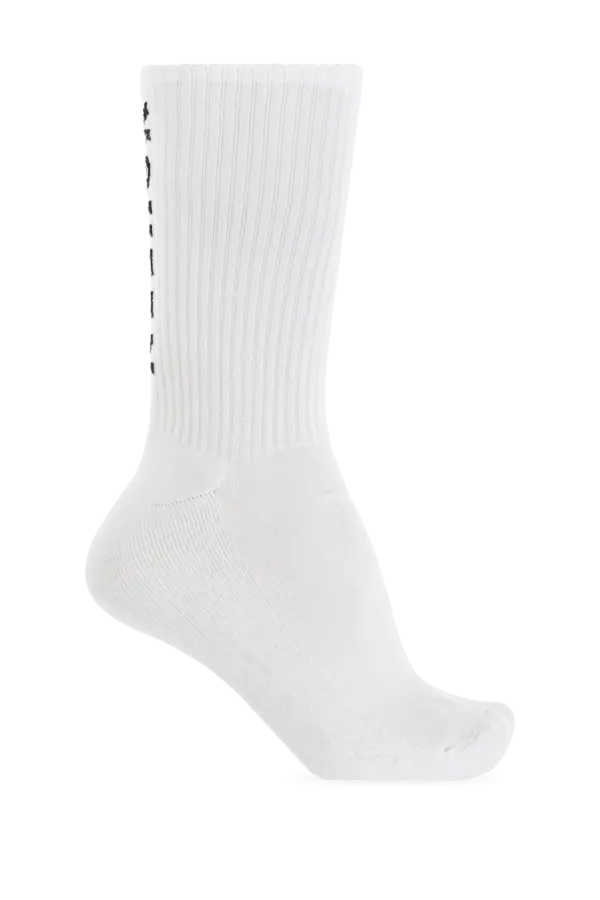 Alexander McQueen Cotton Socks With Logo - White