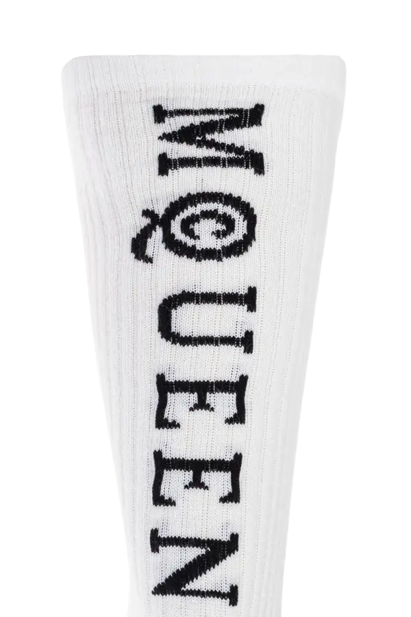 Alexander McQueen Cotton Socks With Logo - White