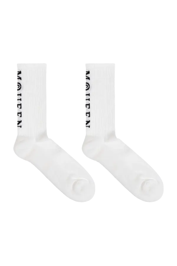 Alexander McQueen Cotton Socks With Logo - White