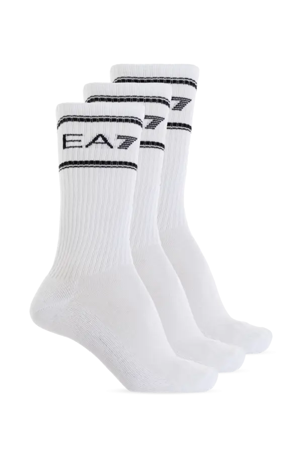 EA7 Three-pack Of Crew Socks With Logo - White