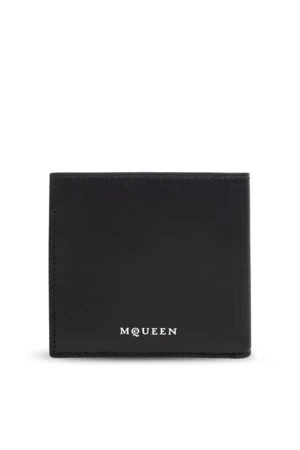 Alexander McQueen Leather Wallet With Printed Logo - Black