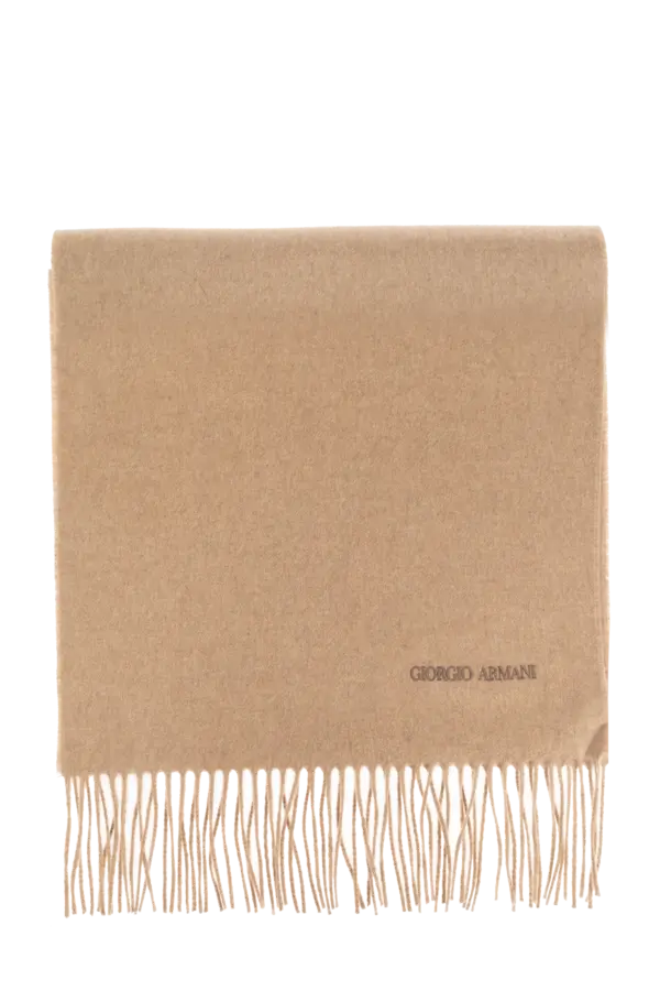 Giorgio Armani Cashmere Scarf With Fringes - Beige
