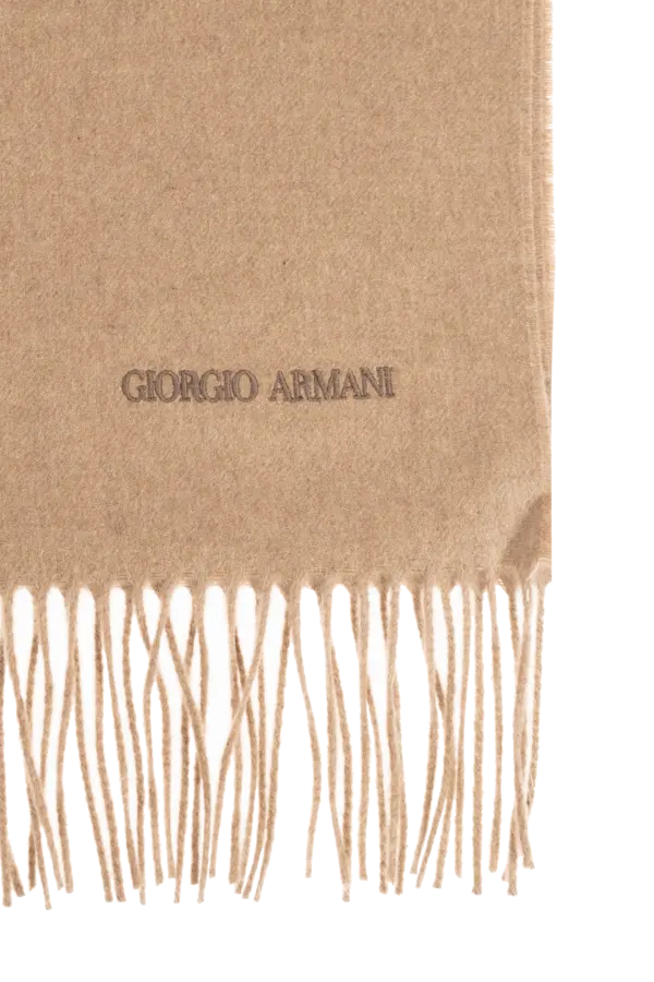 Giorgio Armani Cashmere Scarf With Fringes - Beige