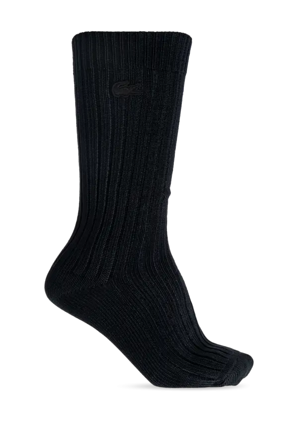 Lacoste Logo Patch Ribbed Socks - Black