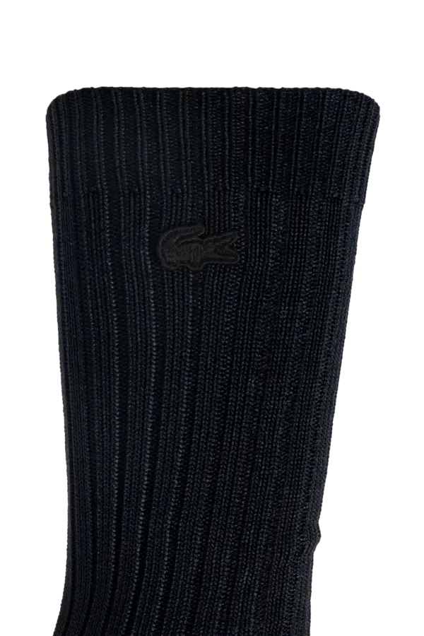 Lacoste Logo Patch Ribbed Socks - Black