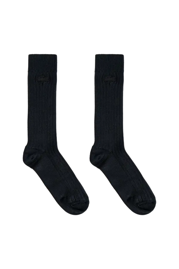 Lacoste Logo Patch Ribbed Socks - Black