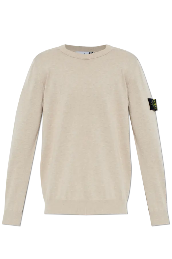 Stone Island Sweater With Logo Patch - Beige