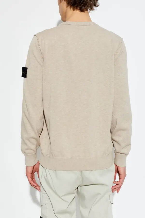 Stone Island Sweater With Logo Patch - Beige