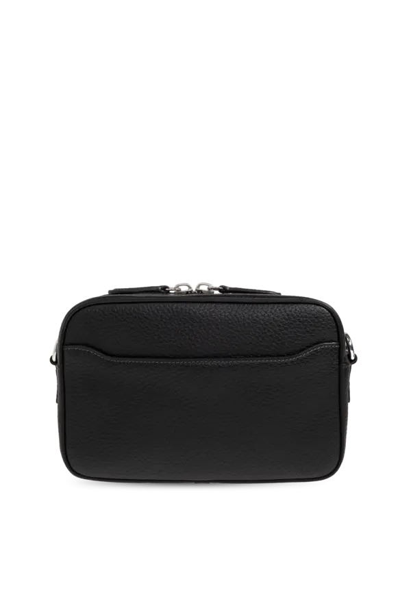 COACH Monogram Pebbled Leather Shoulder Bag - Black