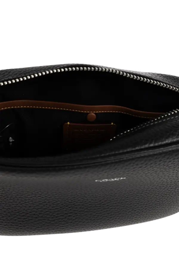 COACH Monogram Pebbled Leather Shoulder Bag - Black