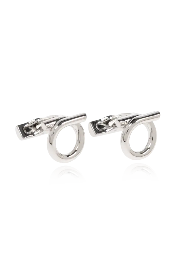 FERRAGAMO Cufflinks In Logo Shape - Silver