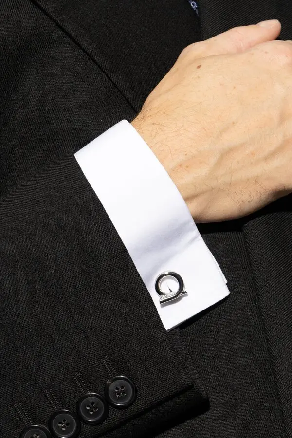 FERRAGAMO Cufflinks In Logo Shape - Silver