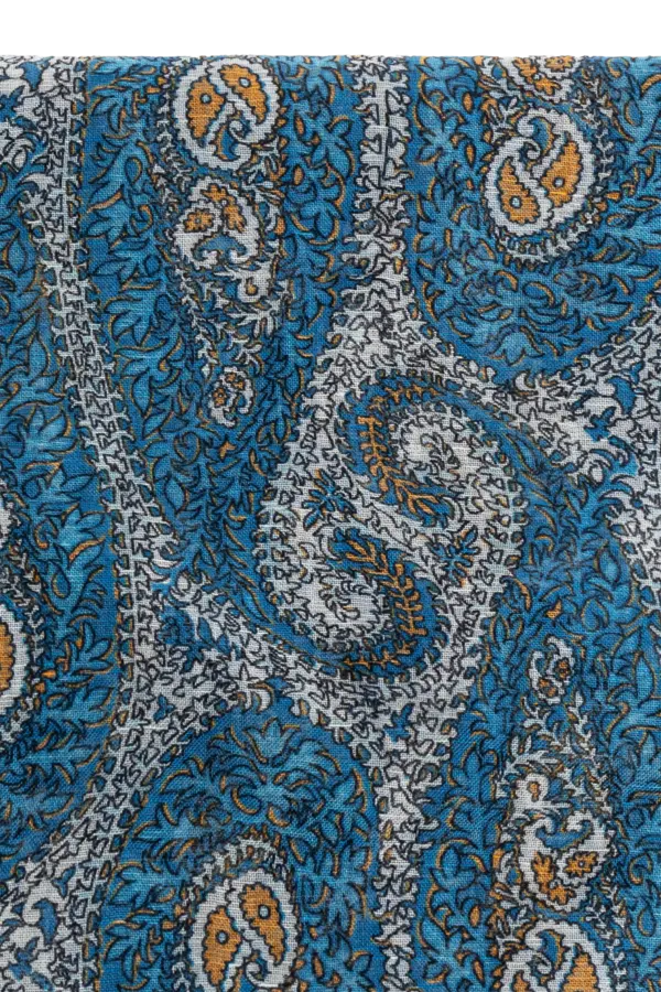 Etro Patterned Scarf With Raw Finish - Navy Blue