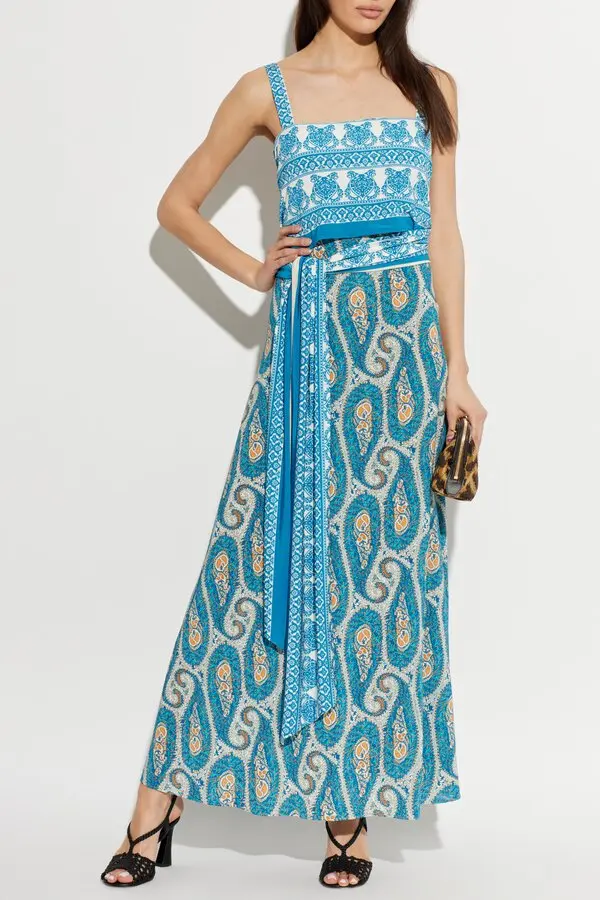 Etro Patterned Maxi Dress With Scarf - Blue