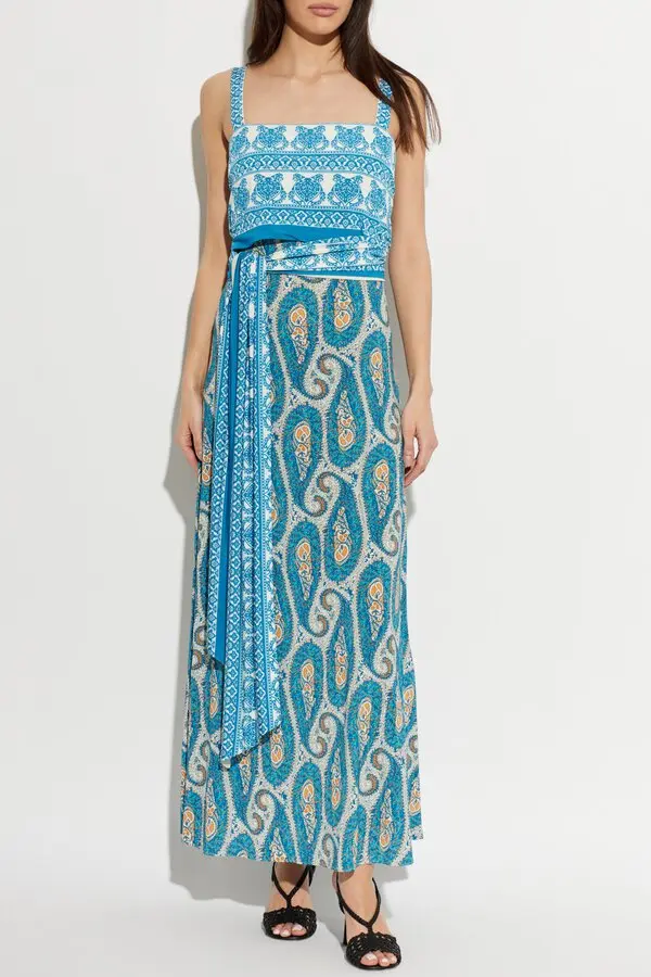 Etro Patterned Maxi Dress With Scarf - Blue