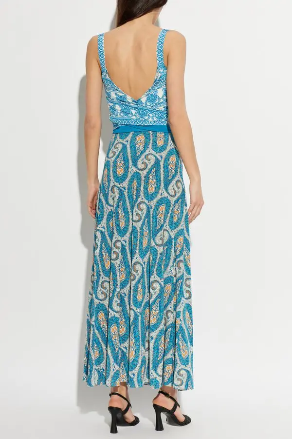 Etro Patterned Maxi Dress With Scarf - Blue