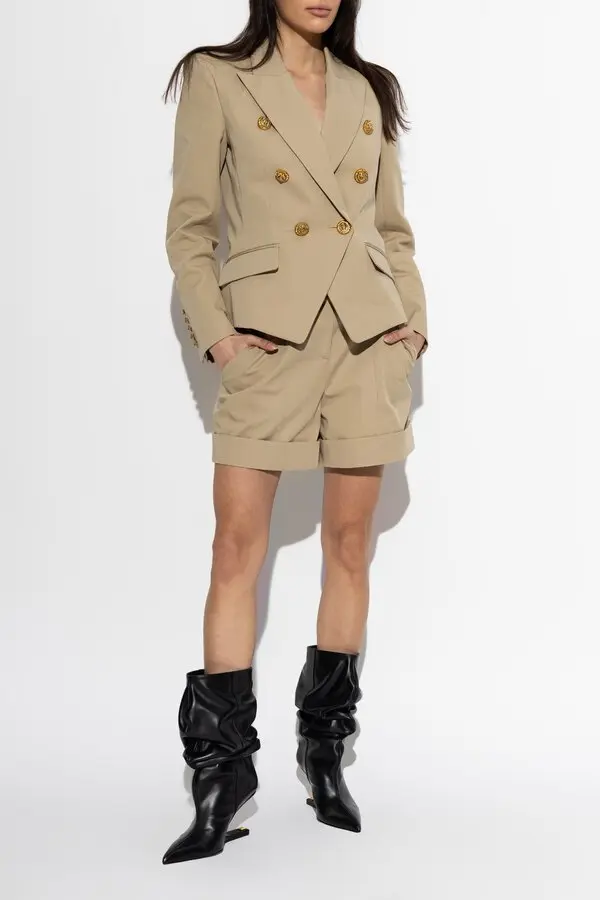 Balmain Belted Cotton Shorts