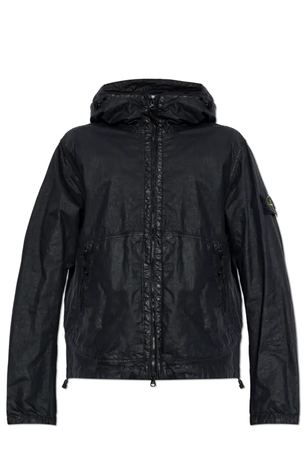 Stone Island Jacket With Logo Patch - Black