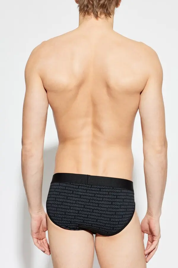 Dsquared2 Cotton Briefs With Monogram - Black